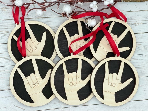 I Love You Ornament Sign Language Ornament 2021 Wooden | Etsy
