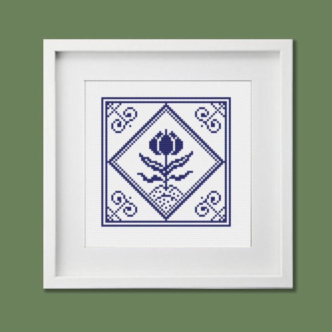 Delft Blue Tile Cross Stitch PDF Chart - Etsy