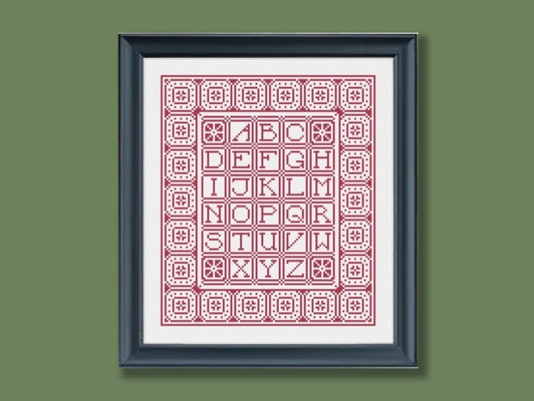 Red Alphabet Sampler PDF Chart - Etsy