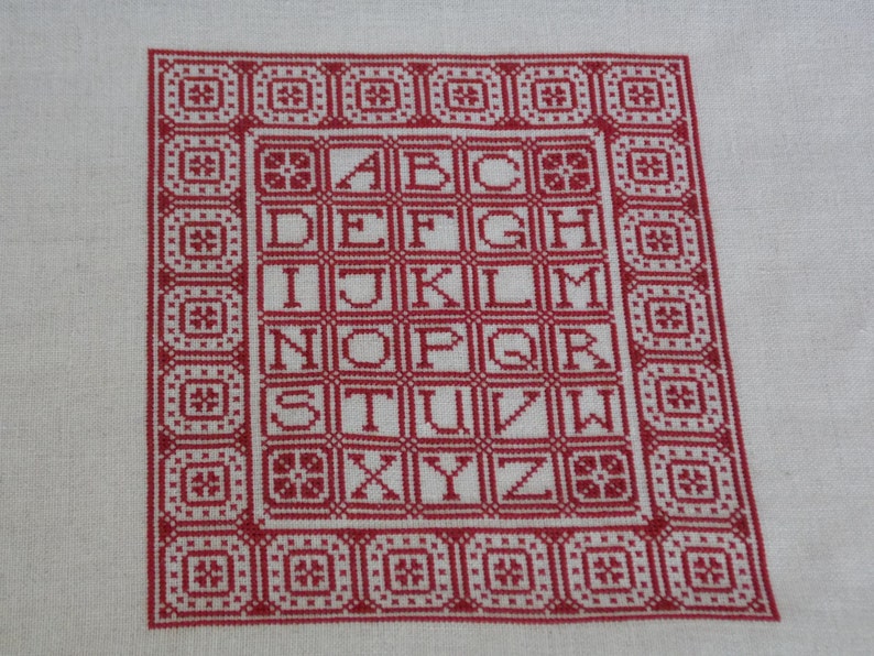 Red Alphabet Sampler PDF Chart - Etsy