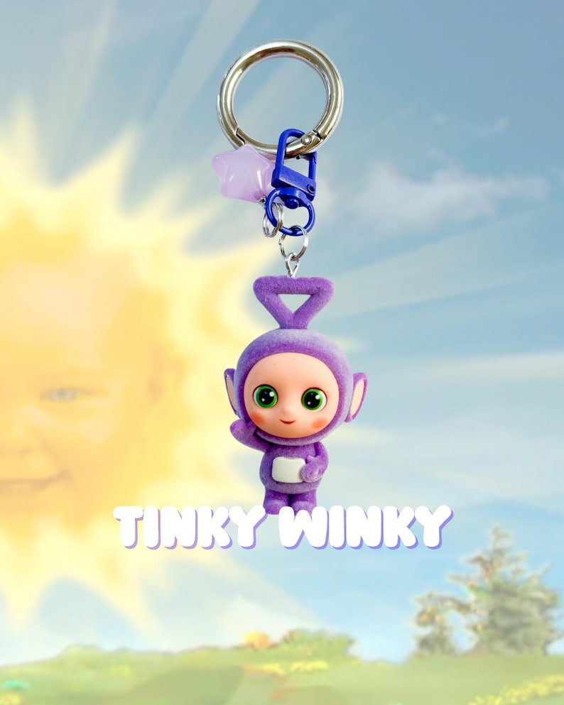 Flocked Teletubbies Bag Charms – Nostalgic 90s Keychain | Tinky Winky ...