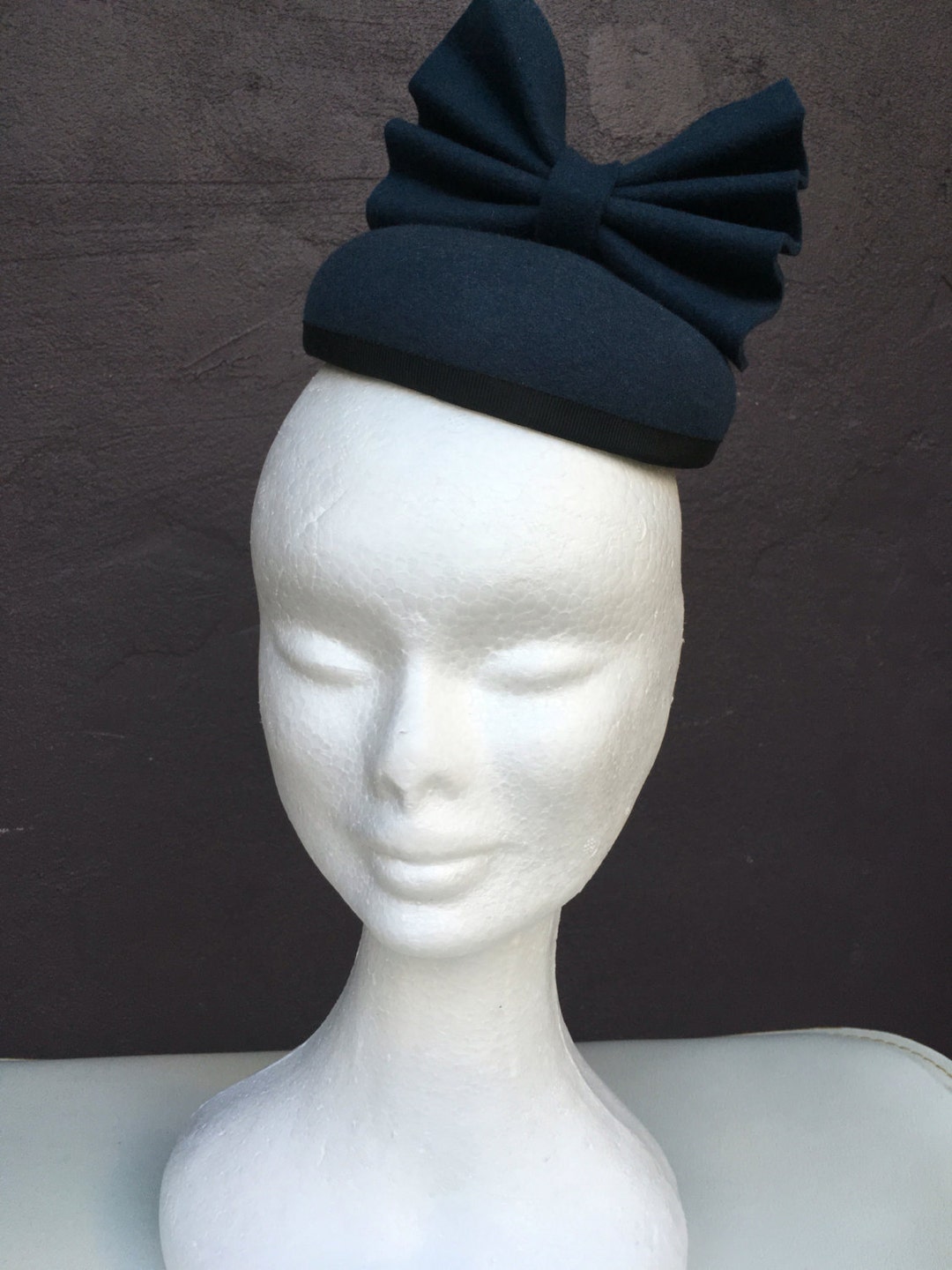 Blue Felt Button Hat - Etsy