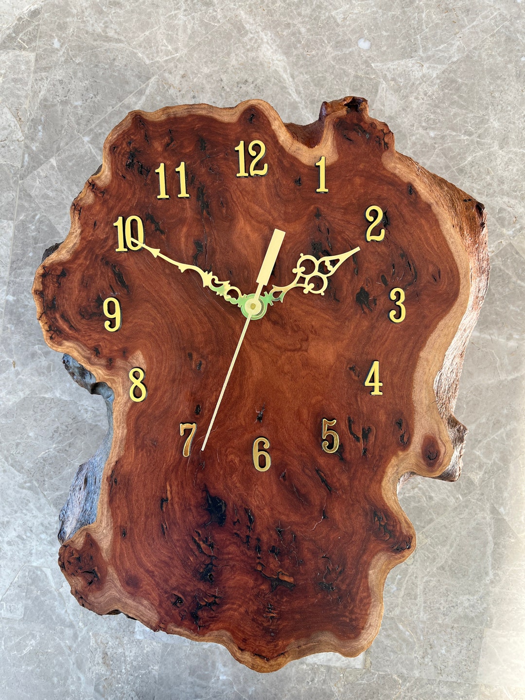 Red Gum Burl Wall Clock With Natural Live Edge - Etsy