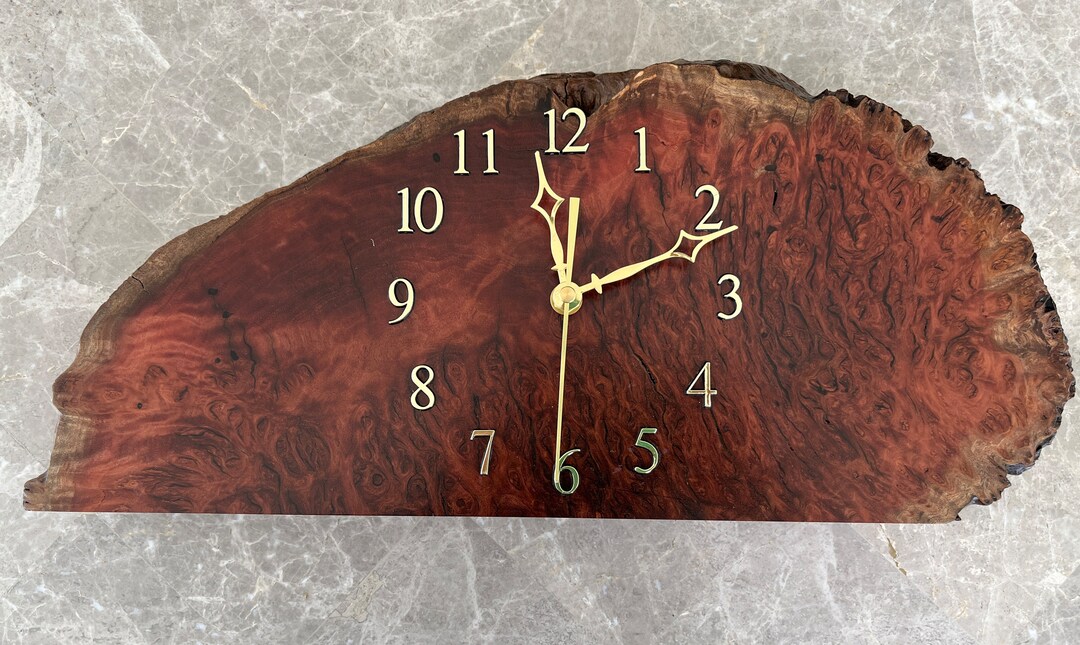 Jarrah Burl Table or Mantle Clock With Natural Live Edge - Etsy