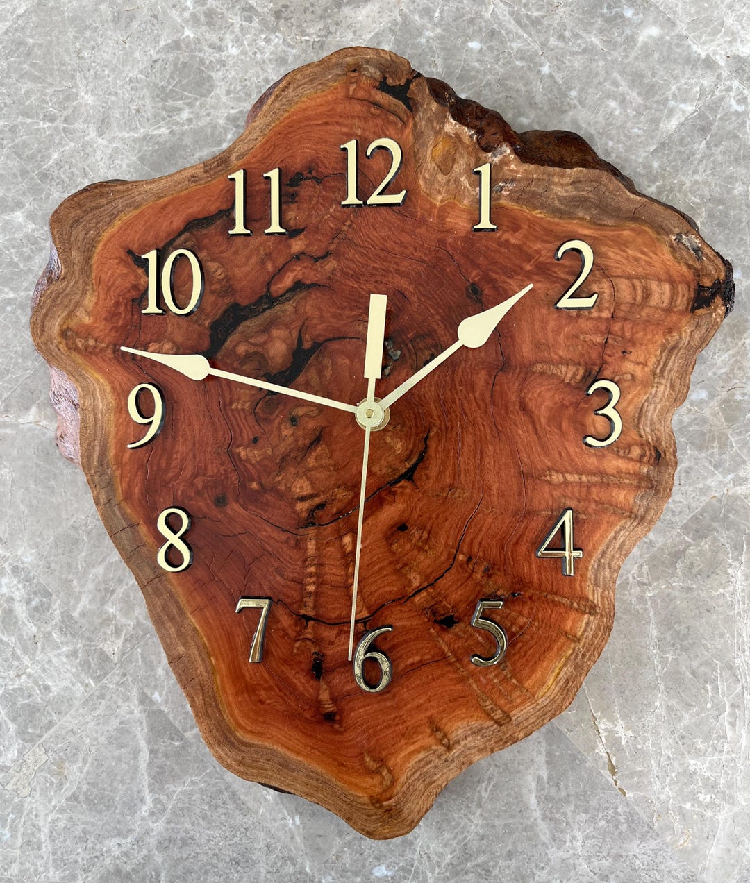 Red Gum Burl Wall Clock With Natural Live Edge - Etsy