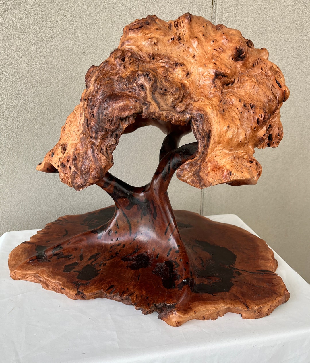 Red Gum Burl Hand Carved Tree Sculpture With Natural Live Edge - Etsy ...