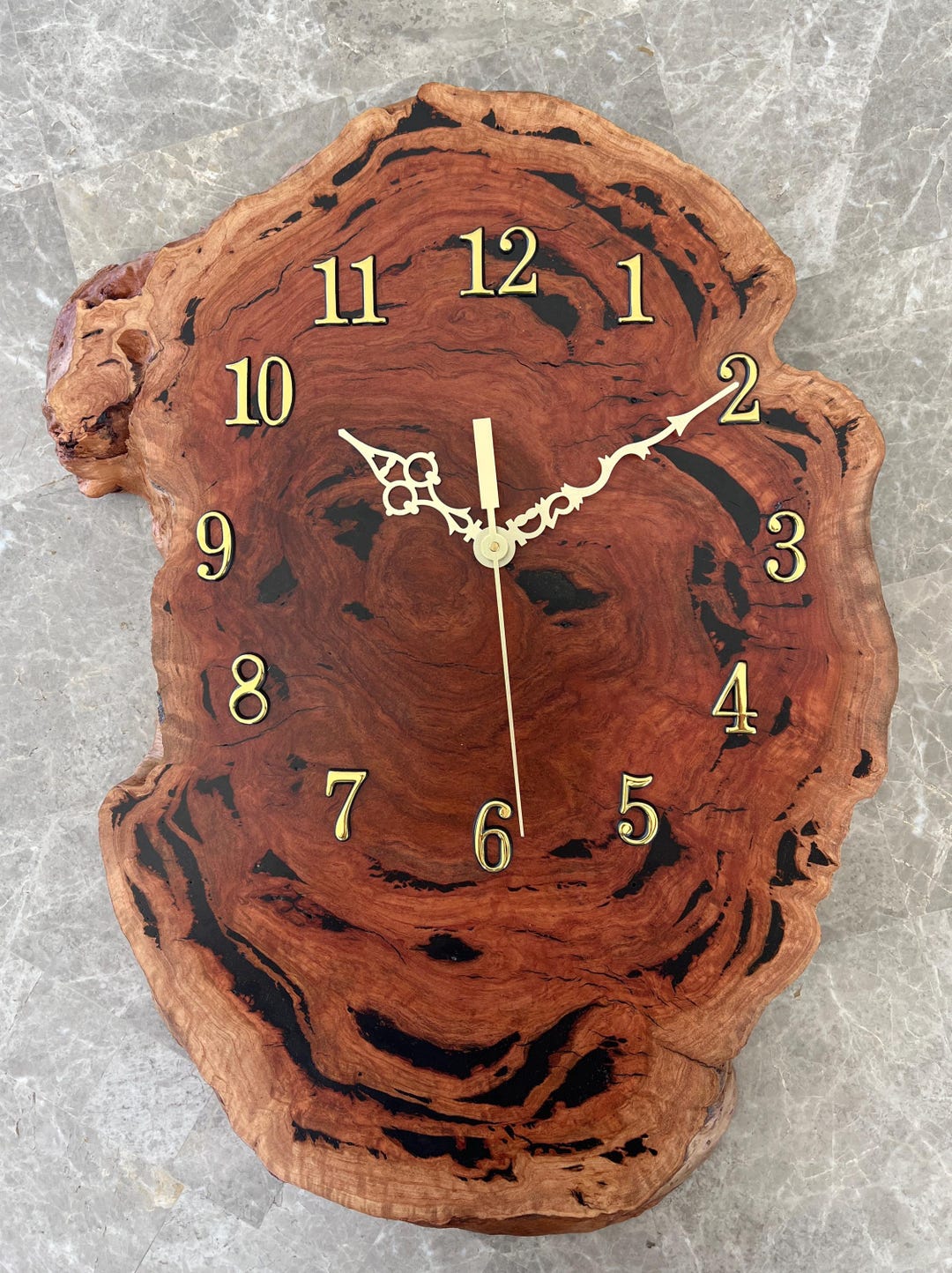Red Gum Burl Wall Clock With Natural Live Edge - Etsy