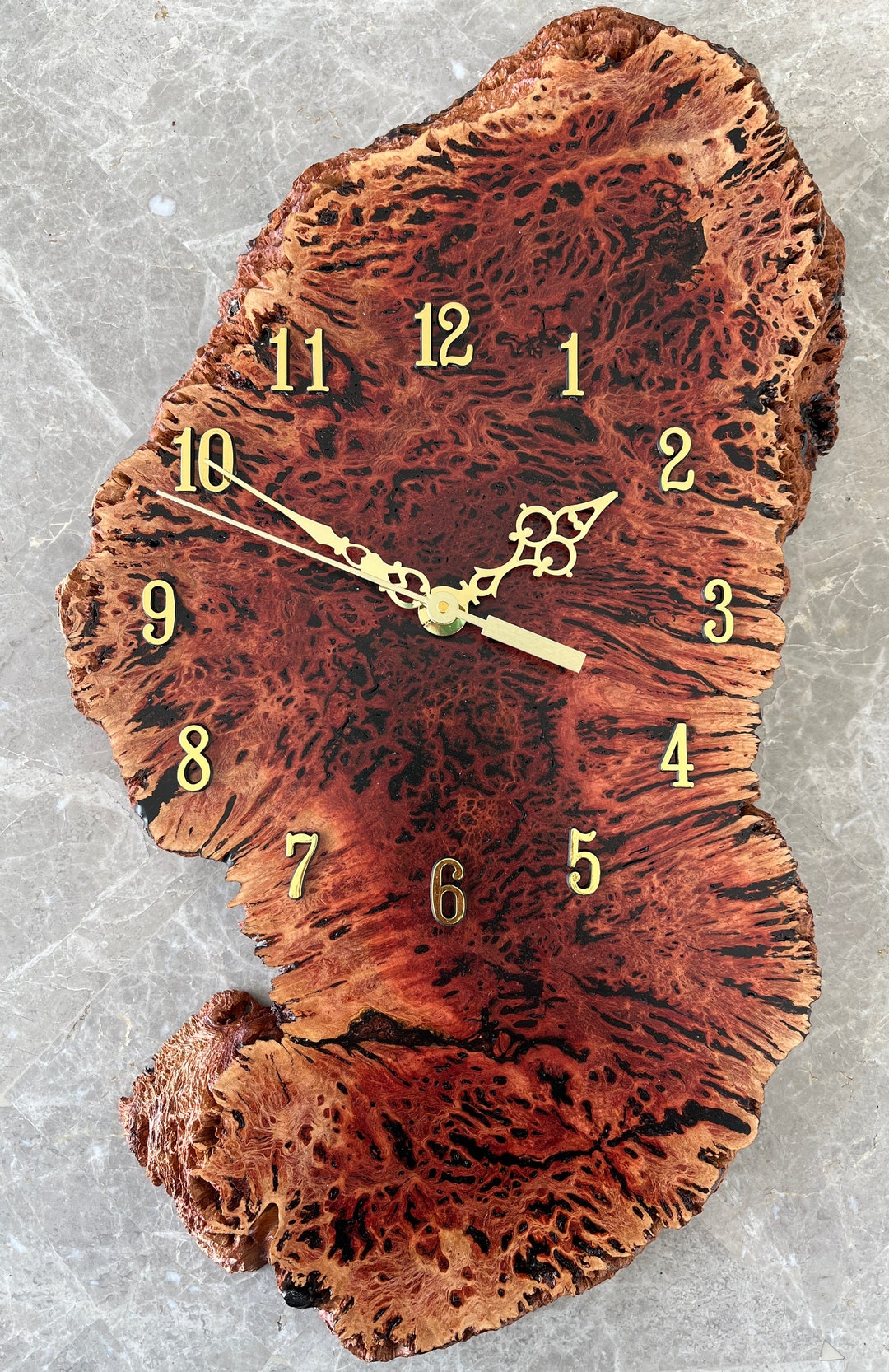 Red Gum Burl Wall Clock With Natural Live Edge - Etsy