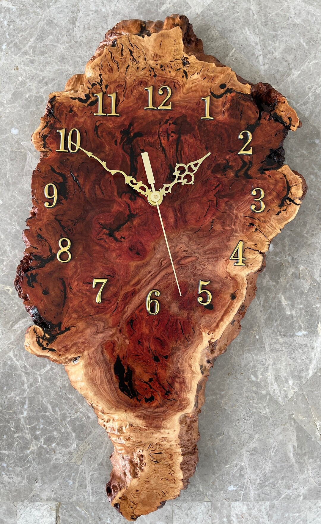 Red Gum Burl Wall Clock With Natural Live Edge - Etsy Australia