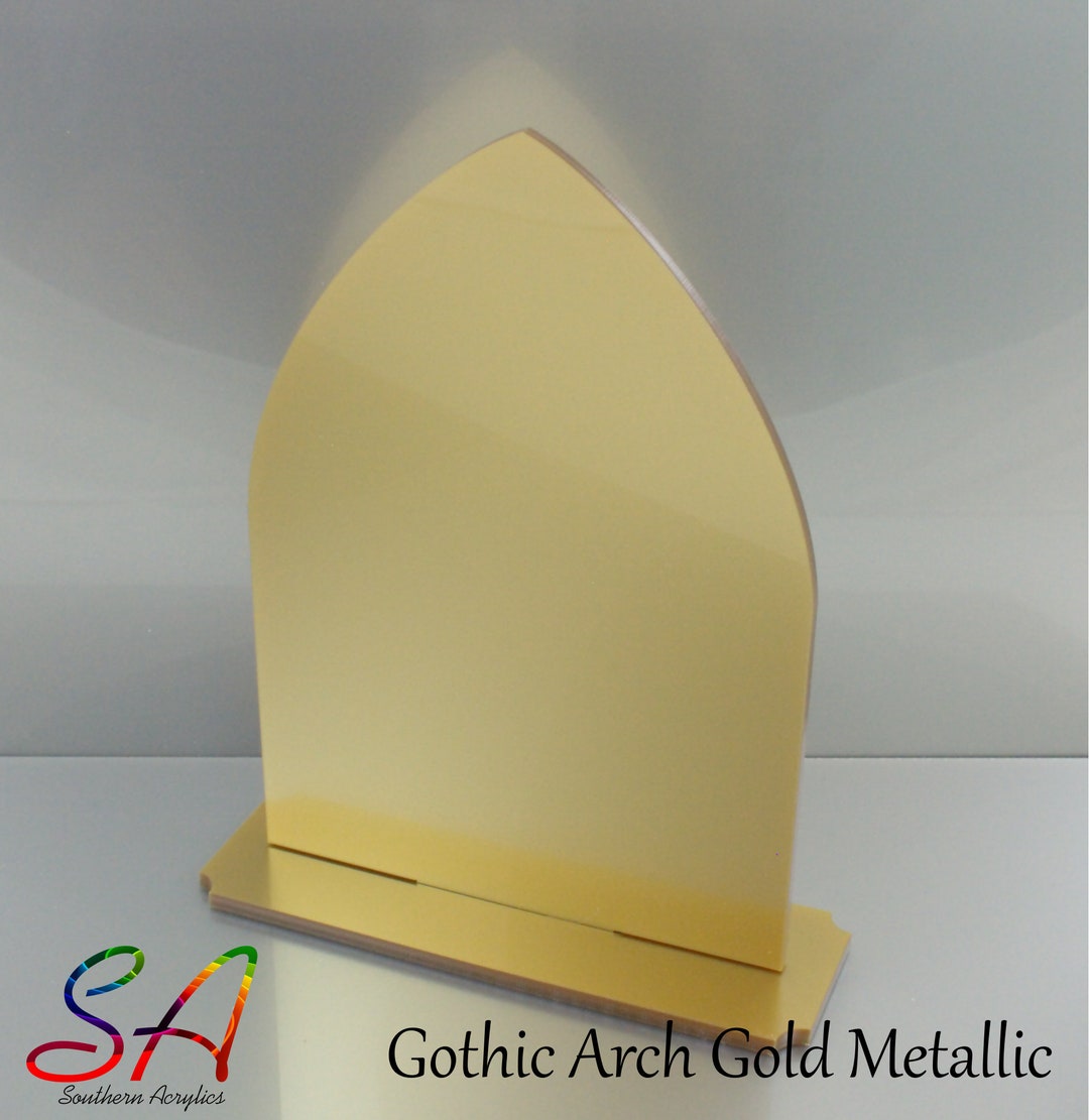 Metallic Gothic Arch Blank with stand available in Gold, Silver, Bronze ...