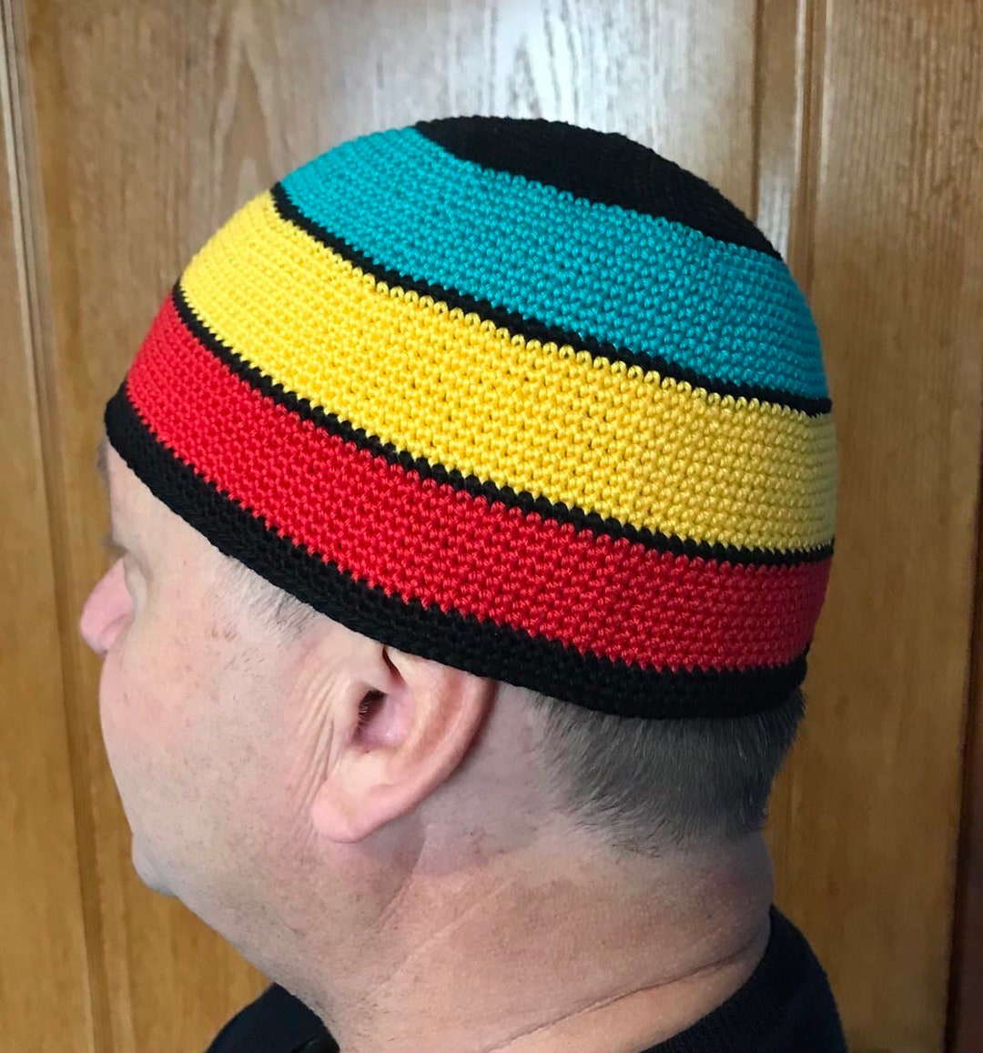 Rasta Crochet Hat, Men Skull Cap is Cotton, , Rasta Beanie for Men ...