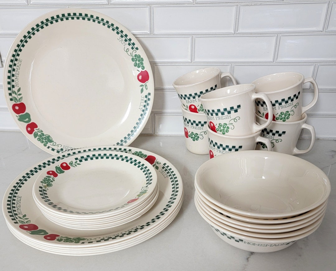 Vintage Corelle by Corning Farm Fresh Apple Dishes Serving for 6 - Etsy