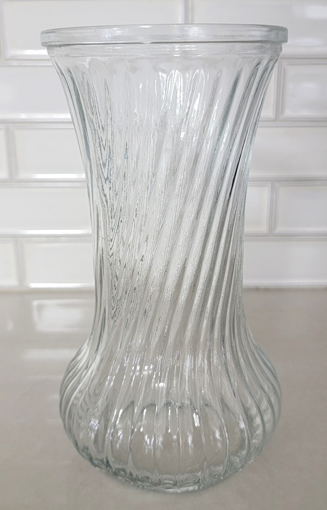 Vintage Hooser Clear Glass Vase #4089A - Etsy