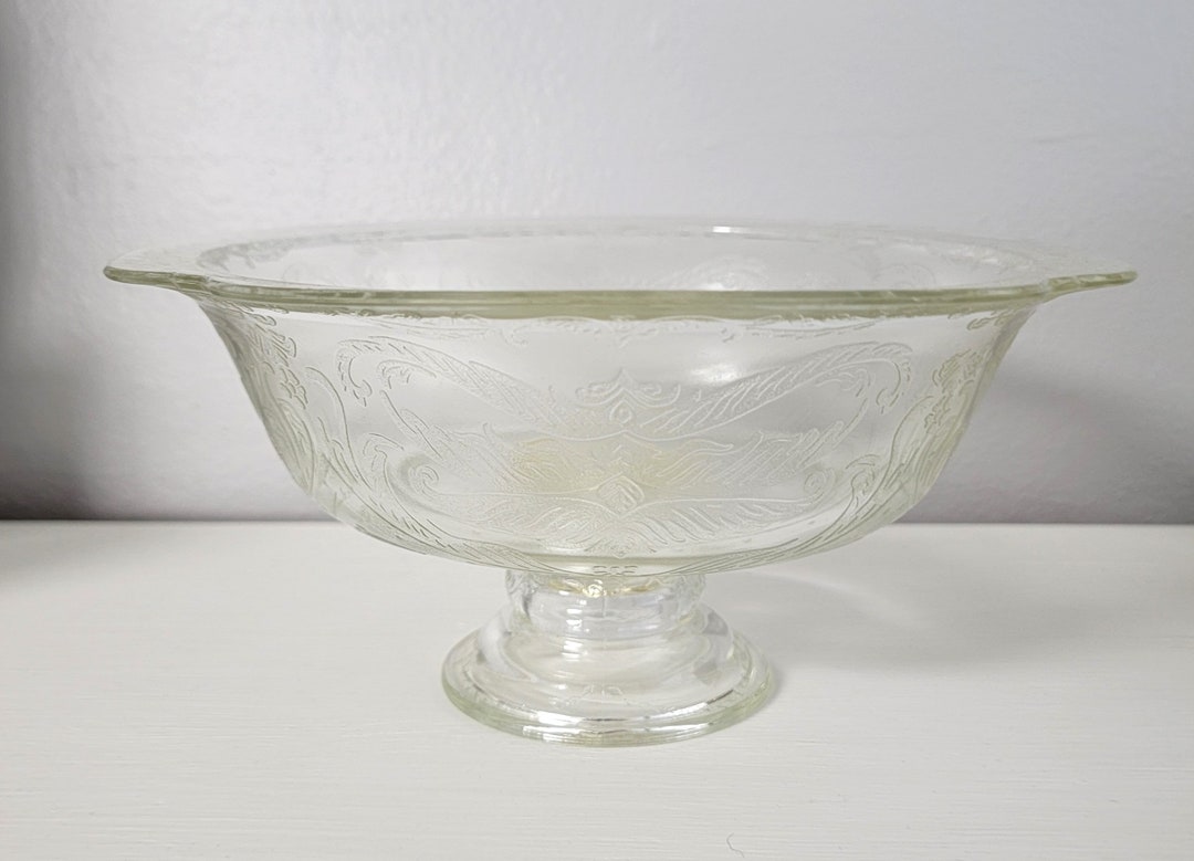 Vintage Clear Indiana Glass Madrid Pattern Pedestal Serving Bowl - Etsy