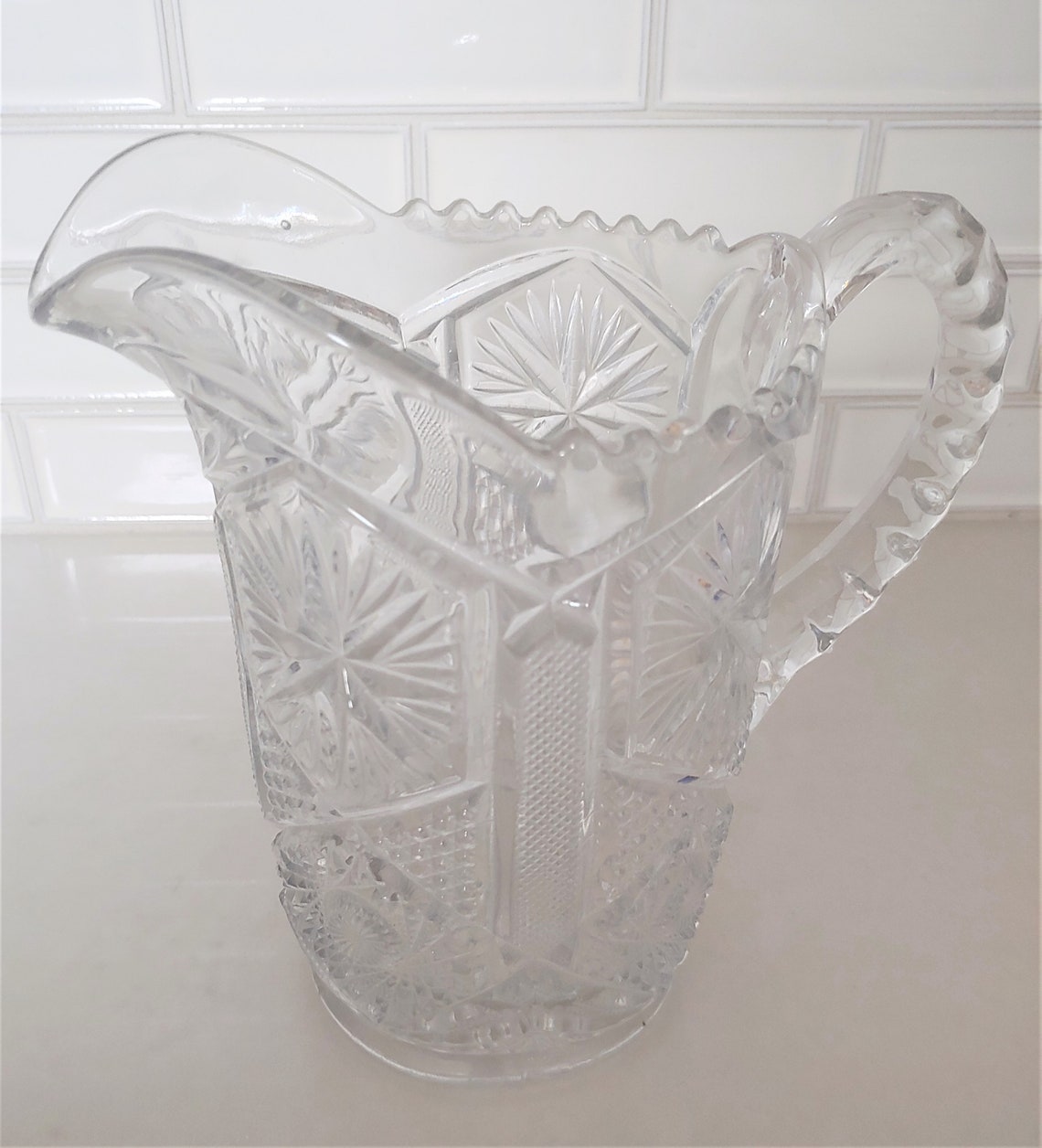 Antique EAPG Clear Glass Quart Pitcher Circa 1800's - Etsy