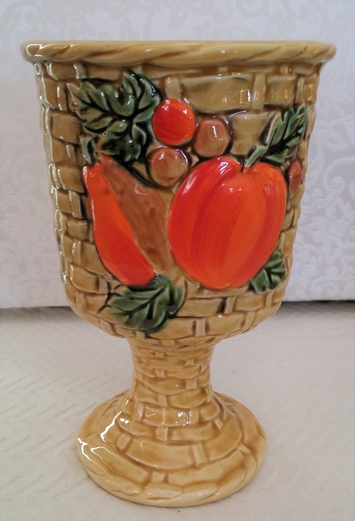 Vintage Lefton China Pedestal Bowl in Harvest Gold Pattern - Etsy