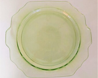 Green Depression Glass Plate - Etsy