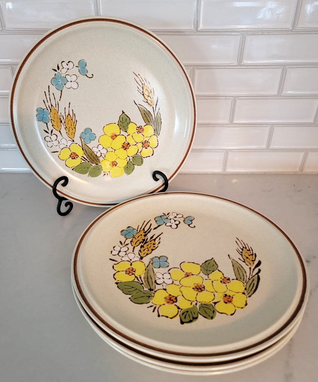 Set of 4 Vintage Floral Expressions Hearthside Stoneware Springtime ...