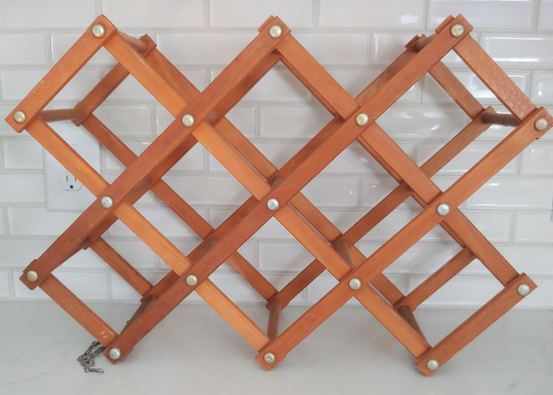 Vintage Accordian Rack, Vintage Wine Rack, Vintage Decor, Vintage Wood ...