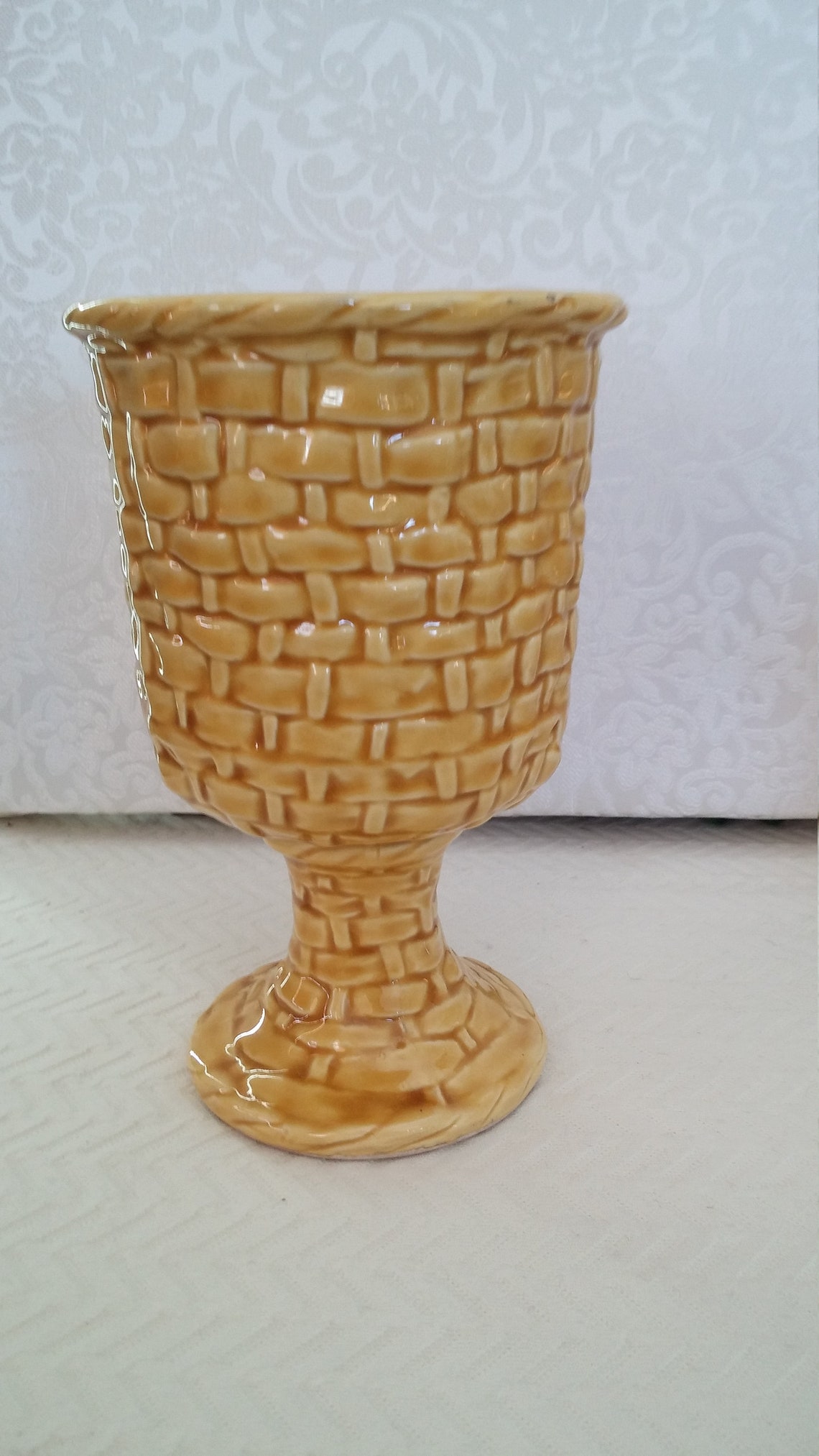 Vintage Lefton China Pedestal Bowl in Harvest Gold Pattern - Etsy