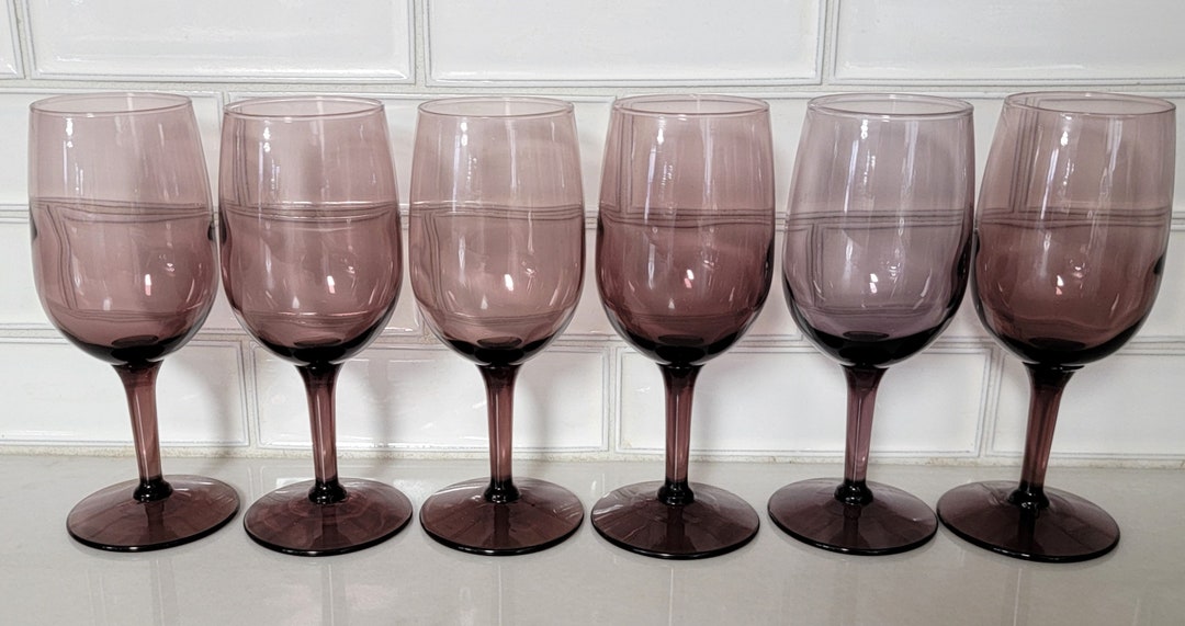 Set of 6 Vintage Amethyst Purple-colored Stemware, Vintage Barware - Etsy