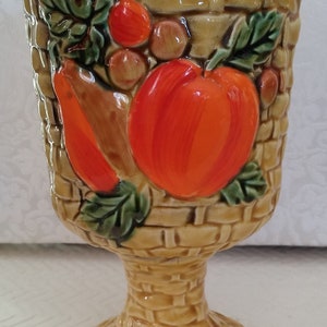 Vintage Lefton China Pedestal Bowl in Harvest Gold Pattern With Orange ...