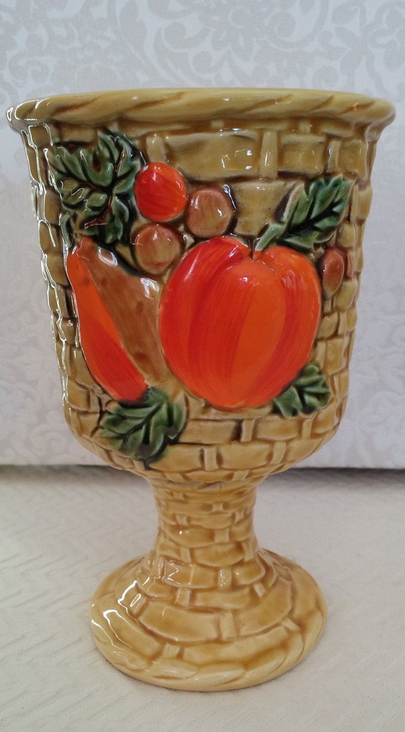 Vintage Lefton China Pedestal Bowl in Harvest Gold Pattern - Etsy