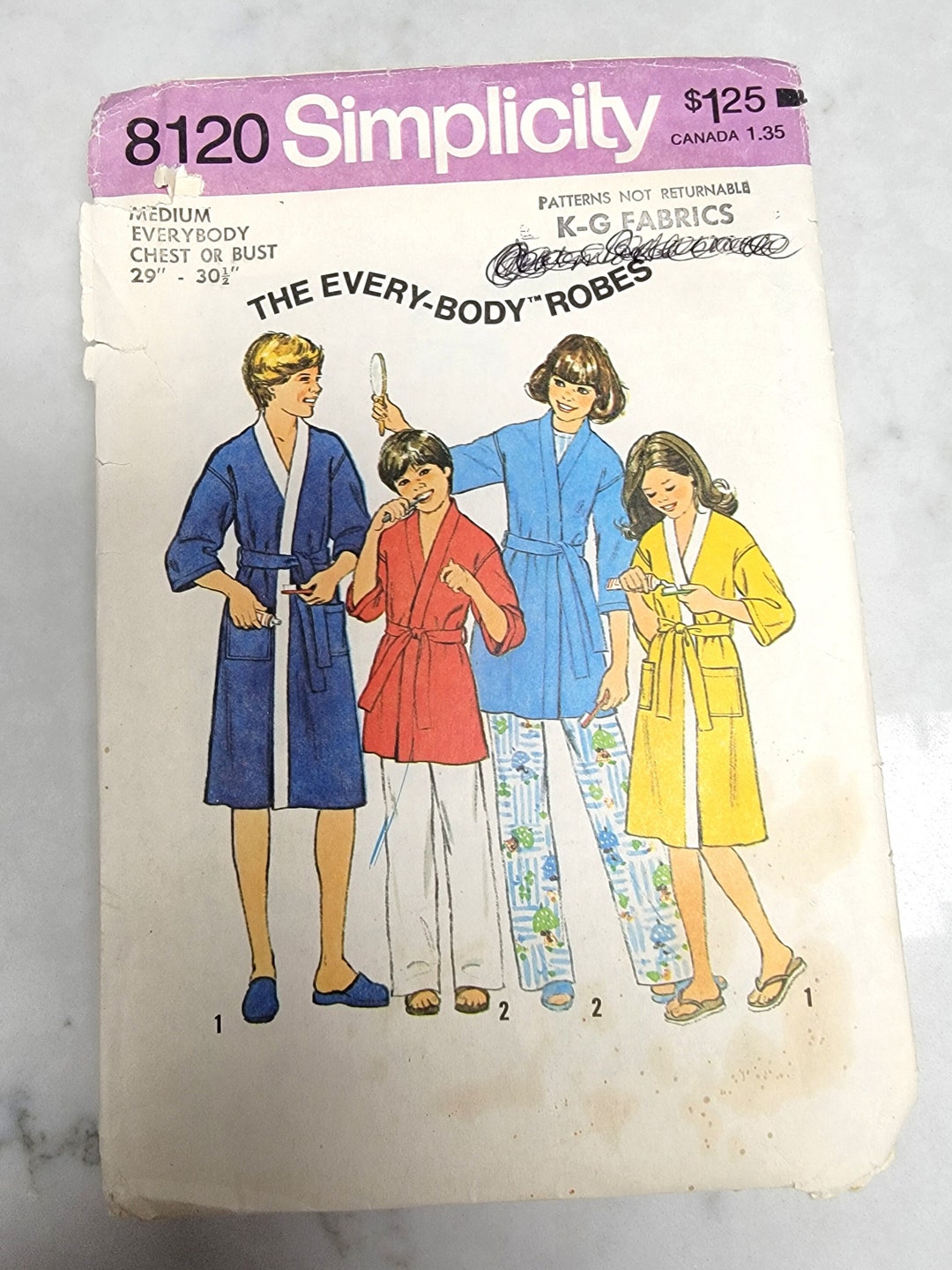 Vintage 1977 Simplicity Medium Size Everybody Kimono Style Robe in Two ...