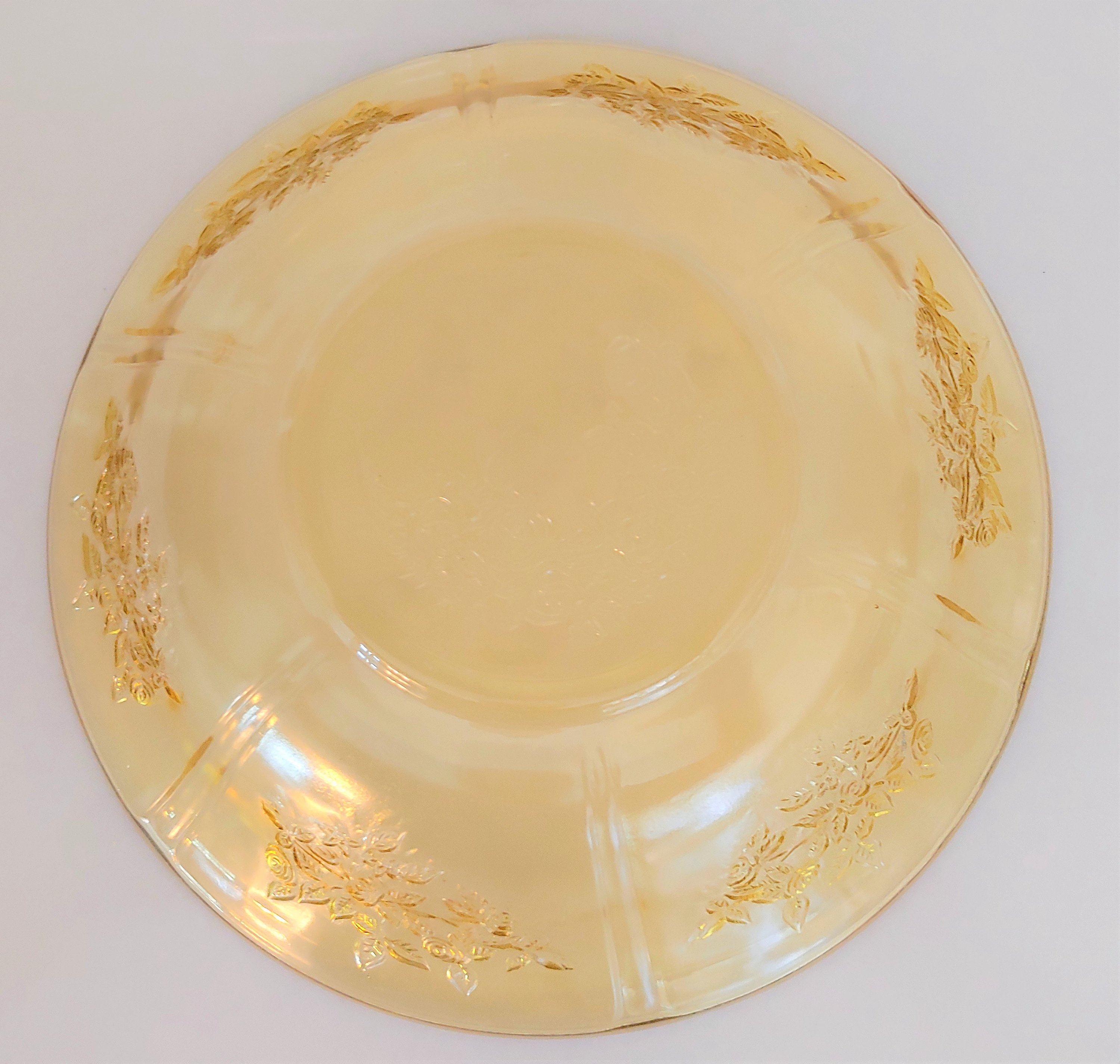 Antique Amber Depression Glass Round Sharon Cabbage Rose | Etsy