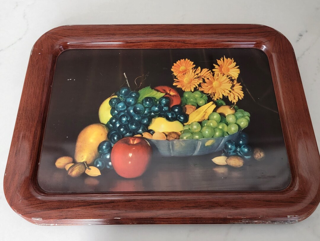 Vintage 1940 - 1950's Metal Serving Tray Set of 4, Vintage Metal Trays ...