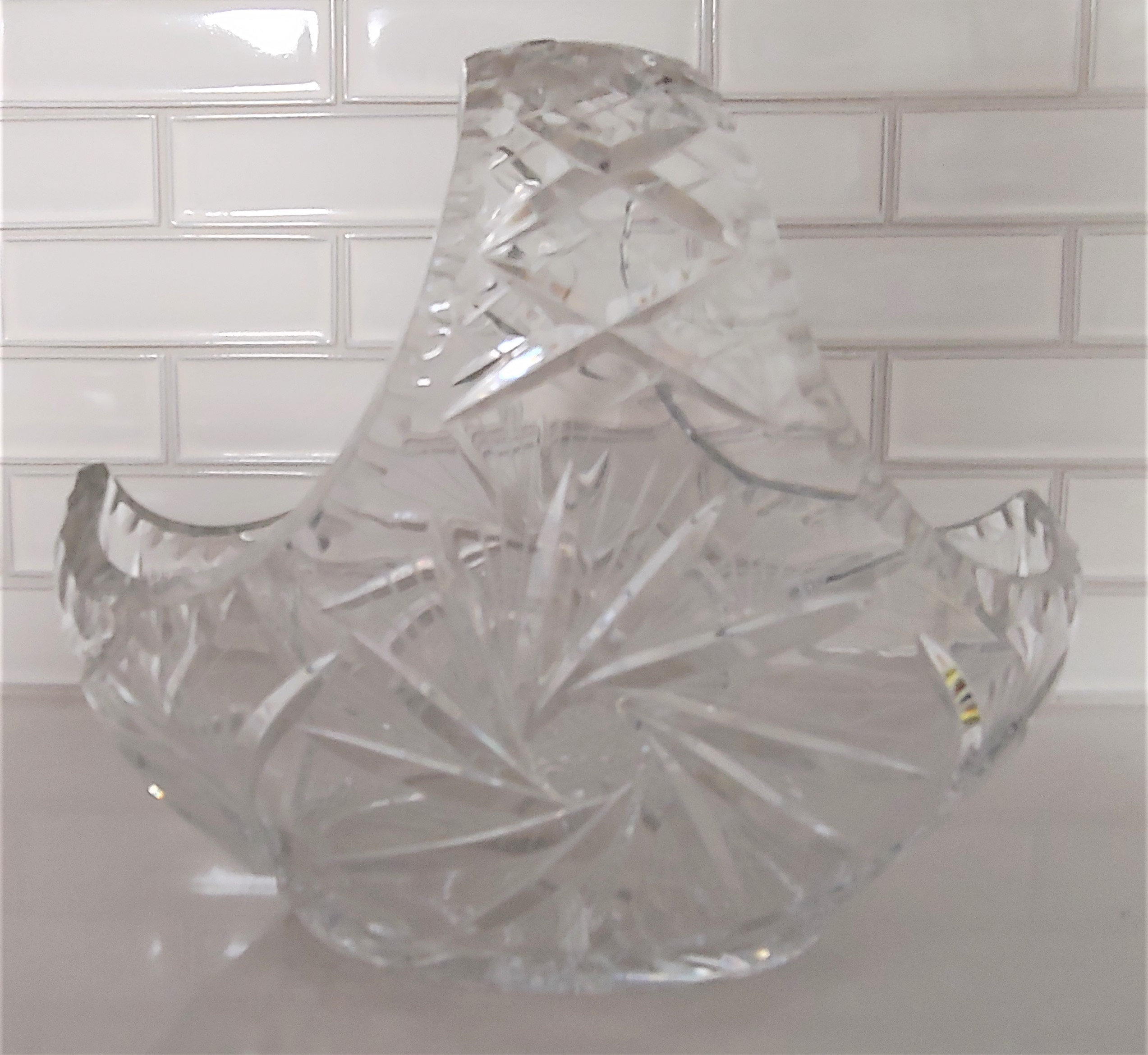Vintage Heavy Lead Crystal Glass Vase Basket Starburst and | Etsy