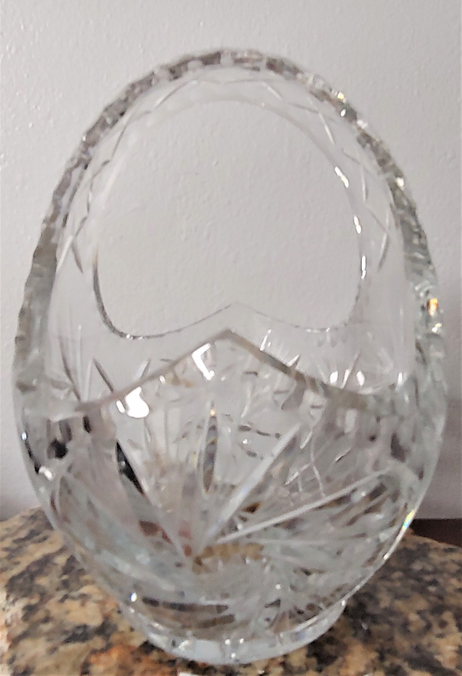 Vintage Heavy Lead Crystal Glass Vase Basket Starburst and | Etsy