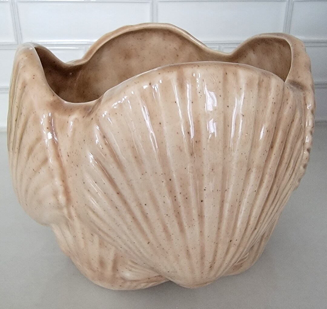 Vintage Handmade Shell Shaped Ceramic Flowerpot, Vintage Flowerpot - Etsy