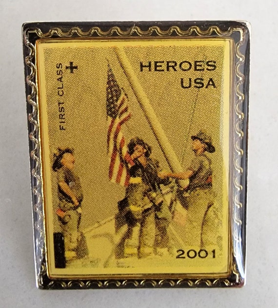 2001 USPS HEROES USA First Class Stamp Lapel Pin, 911… - Gem
