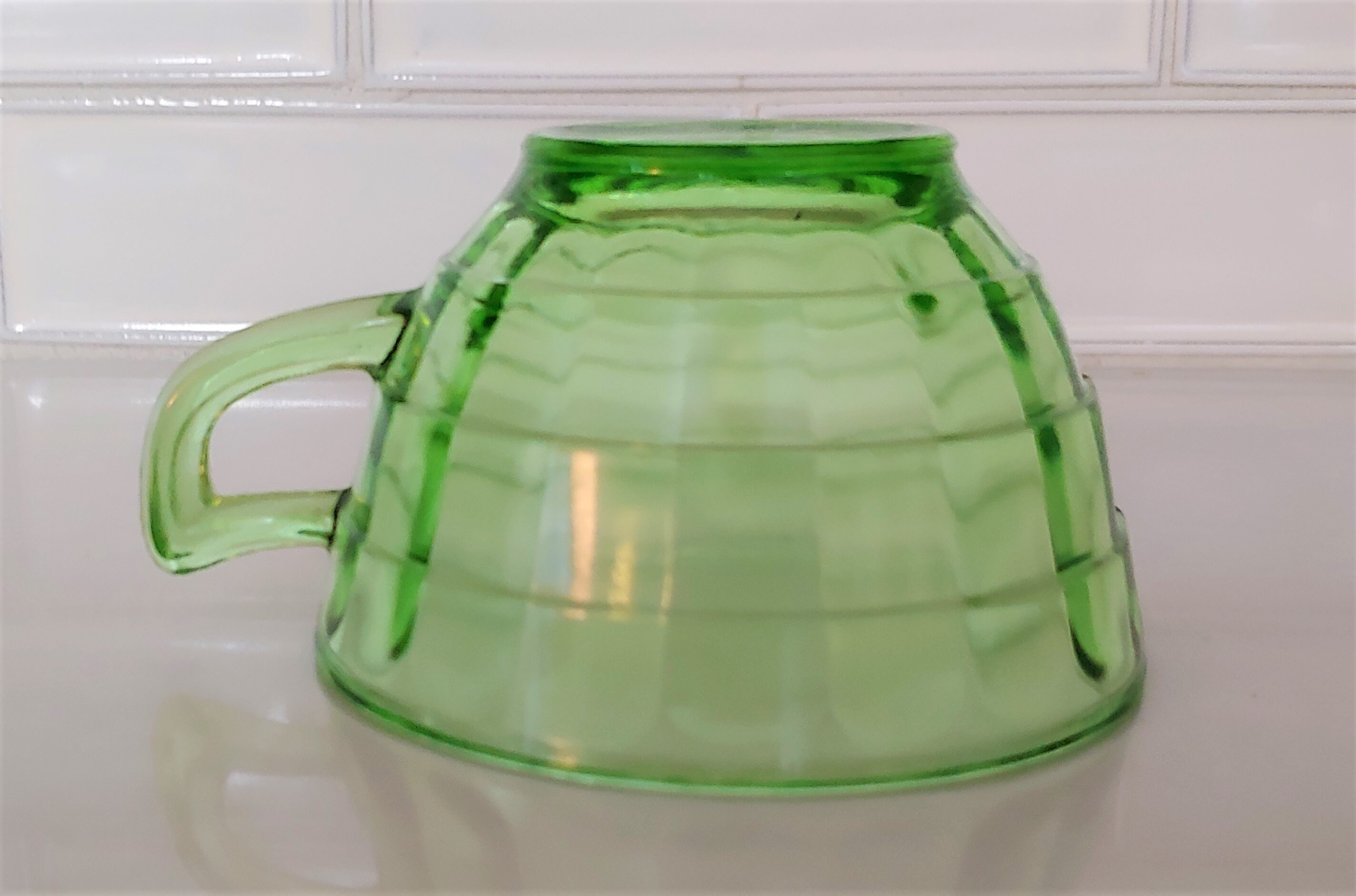 Vintage Green Depression Glass Block Optic Pattern Coffee Cup | Etsy