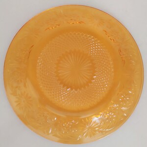 Pair of Amber Depression Glass Daisy Pattern Plates, Amber Glassware ...