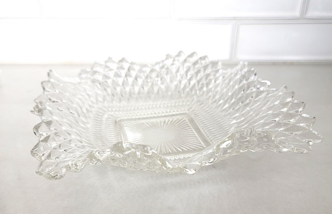Vintage EAPG Westmoreland Clear Glass Diamond English Hobnail Square ...