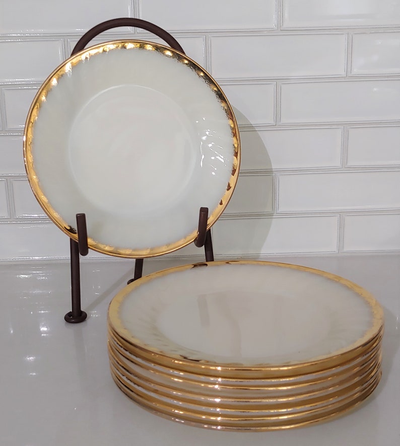 Vintage Fire King Milk Glass With Gold Rim Swirl Pattern 8 - Etsy