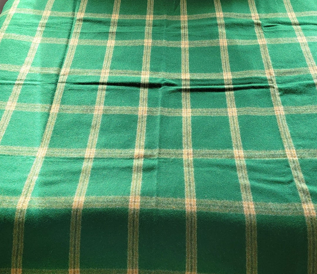 Vintage Hunter Green, Harvest Gold and Tan Plaid Heavy Wool Fabric - Etsy