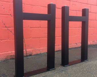 Rectangle Style Metal Table Legs Blackened Brushed Steel | Etsy