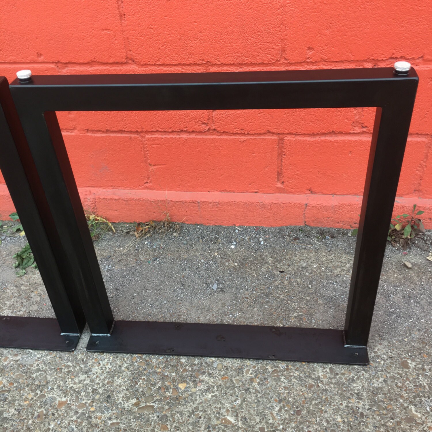 Rectangle Style Metal Table Legs Blackened, Brushed Steel Powder Coated ...