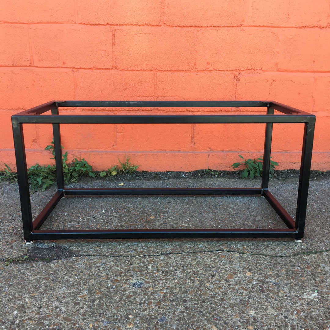 Industrial Metal Coffee Table Base - Blackened, Brushed Steel + Powder ...