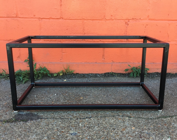 Industrial Metal Coffee Table Base - Blackened, Brushed Steel + Powder ...