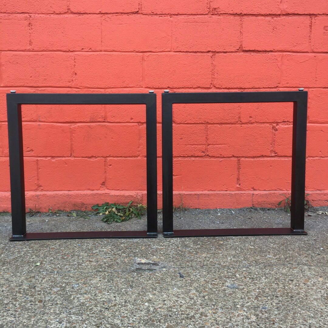 Rectangle Style Metal Table Legs - Blackened, Brushed Steel + Powder ...