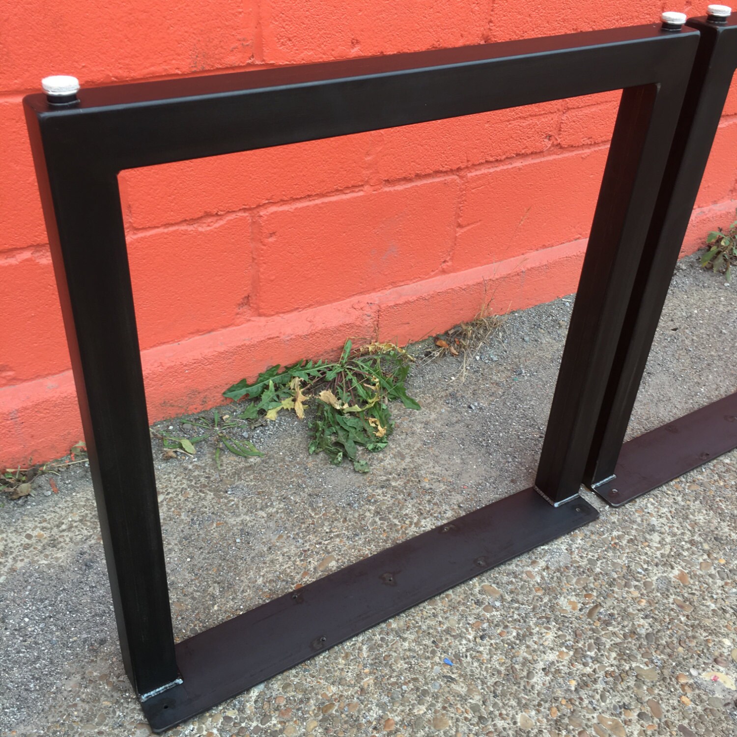 Rectangle Style Metal Table Legs Blackened, Brushed Steel Powder Coated ...