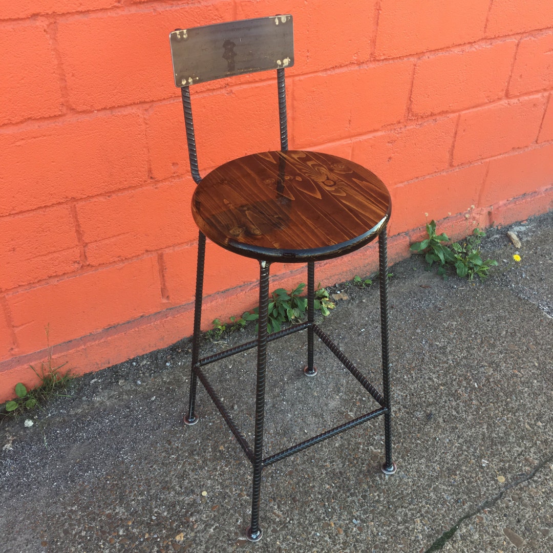 Rebar Stool W/ Seat Back + Felt Pads - Made to Order - Custom Height ...