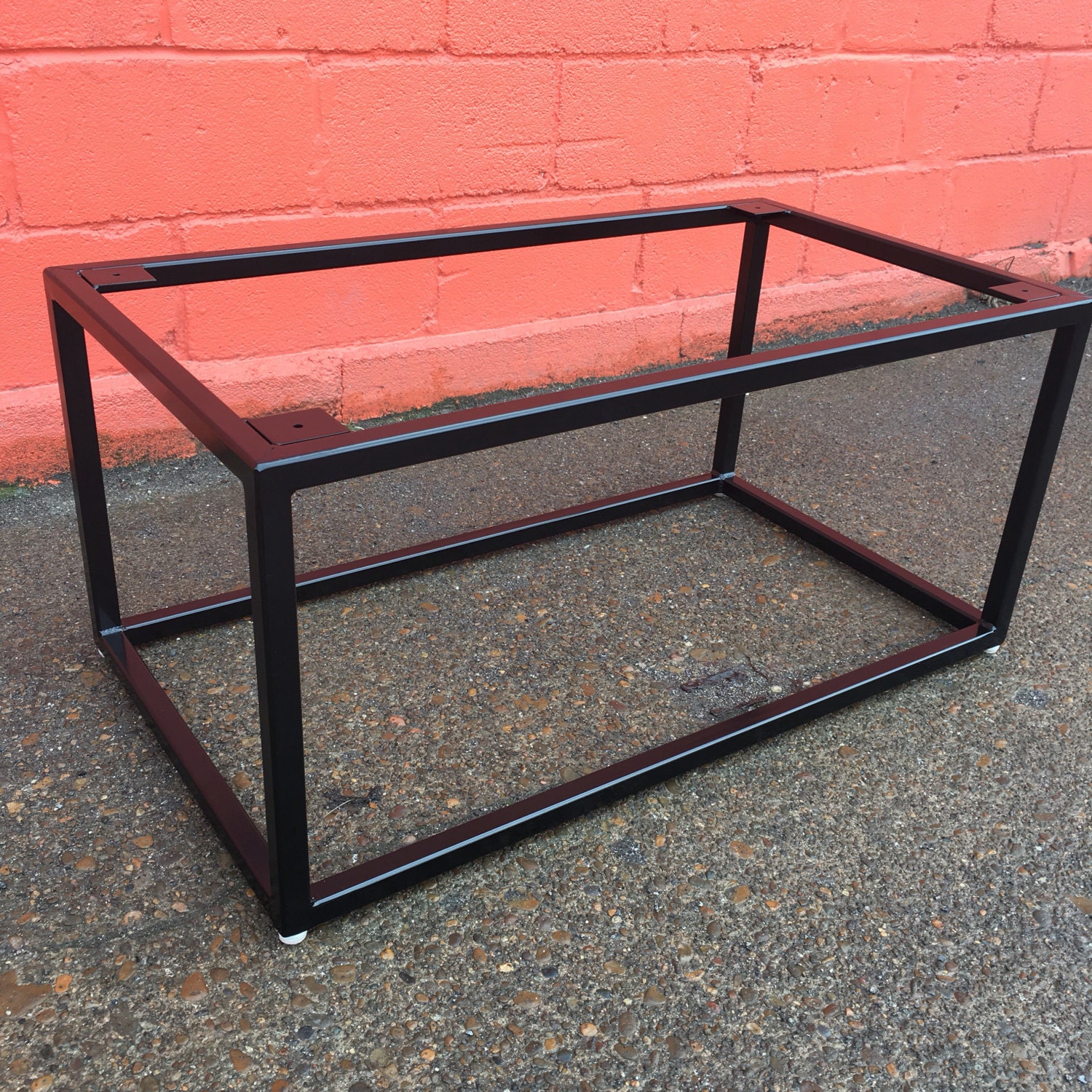 Industrial Metal Coffee Table Base Blackened, Brushed Steel Powder ...