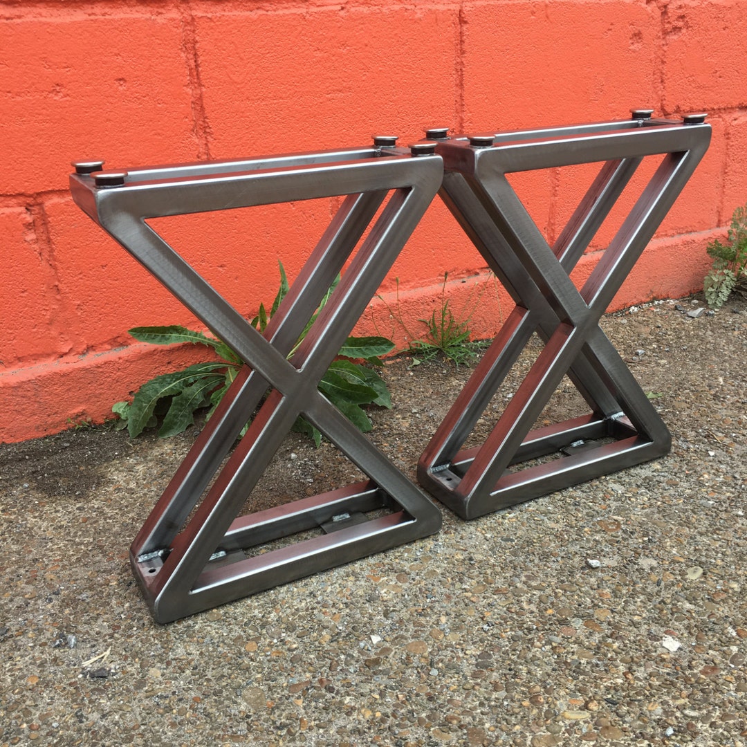 3D X Style Metal Bench Legs - Brushed Steel, Blackened + Powder Coated ...