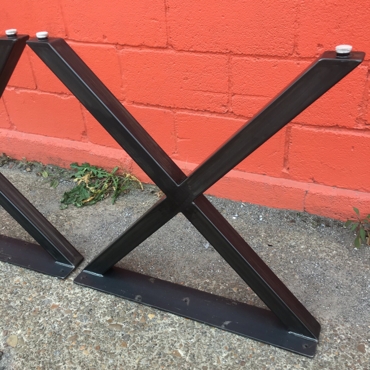 X Style Metal Table Legs Blackened Brushed Steel Powder - Etsy