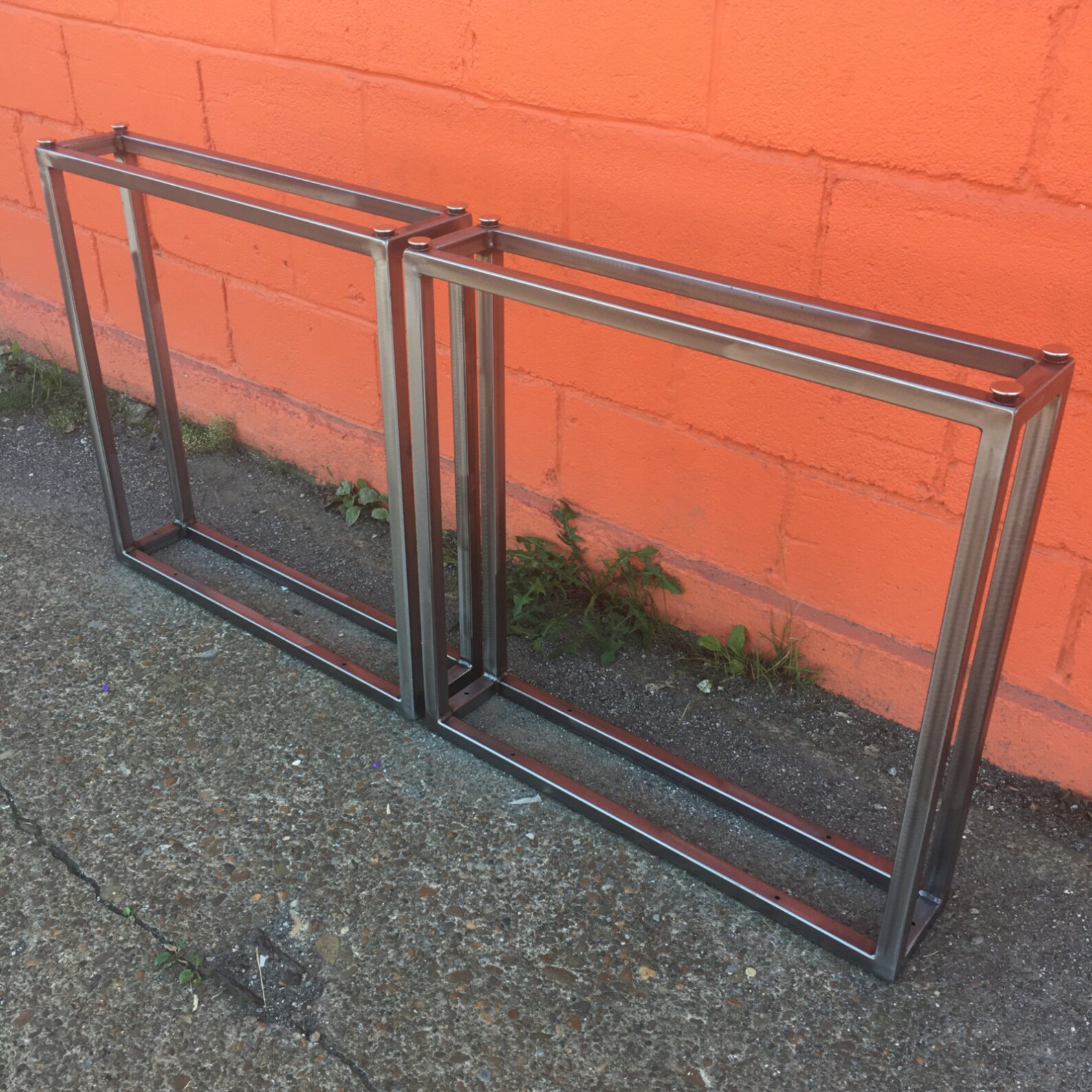 3D Rectangle Style Metal Table Legs Blackened Brushed Steel - Etsy